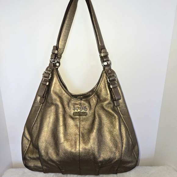 Coach | Bags | Vintage Coach Metallic Gold Madison Leather Shoulder Bag ...